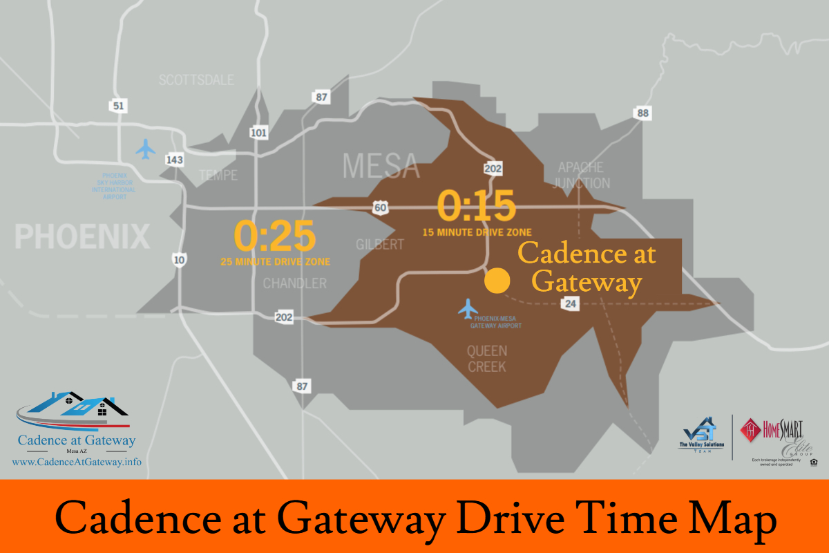 Cadence at Gateway Mesa Arizona | Cadence at Gateway Drive Time Map